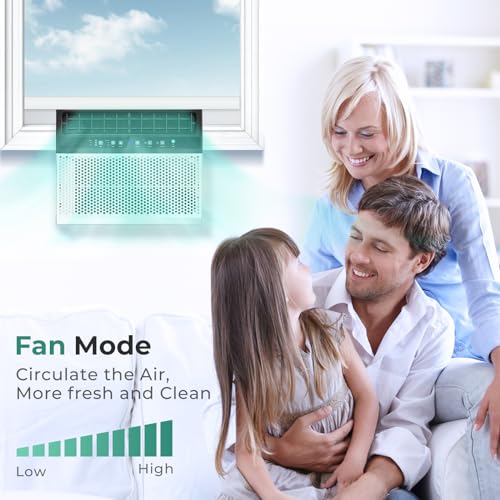 R.W.FLAME 10,000 BTU Window Air Conditioners, U-Shaped Air Conditioner Window Unit, Cools up to 450 Sq.ft, 6 Modes 24H Timer Energy-saving Window AC Units, Full Window View, White