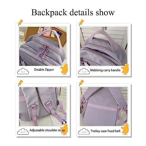 YJMKOI Kawaii Backpack for Girls with Pins Primary School Backpack Sweet and Cute Girl School Bag Kids BookBag, Black