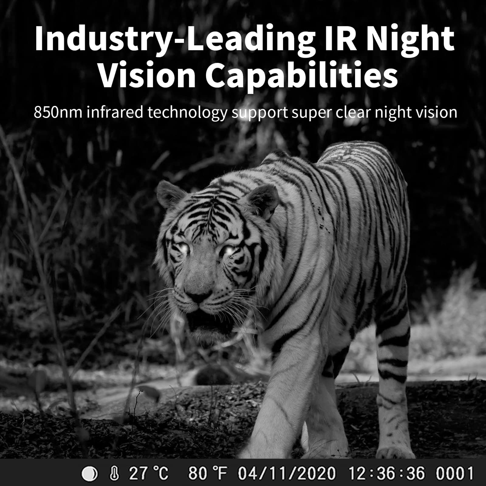 JVAXS Trail Camera 21MP 1080P - Game Hunting Camera with IR Night Vision Motion Activated Waterproof 120°Detecting Range, Infrared Outdoor Cam Wildlife Monitoring Deer Scouting 0.2s Trigger Speed