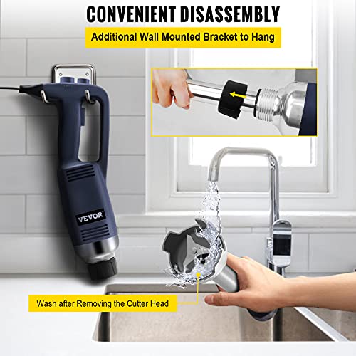 VEVOR Commercial Immersion Blender Variable Speed Heavy Duty Immersion Blender 750 W Commercial Hand Mixer 304 Stainless Steel Hand Blender Commercial with 11.8" Removable Shaft for Kitchen Mixing