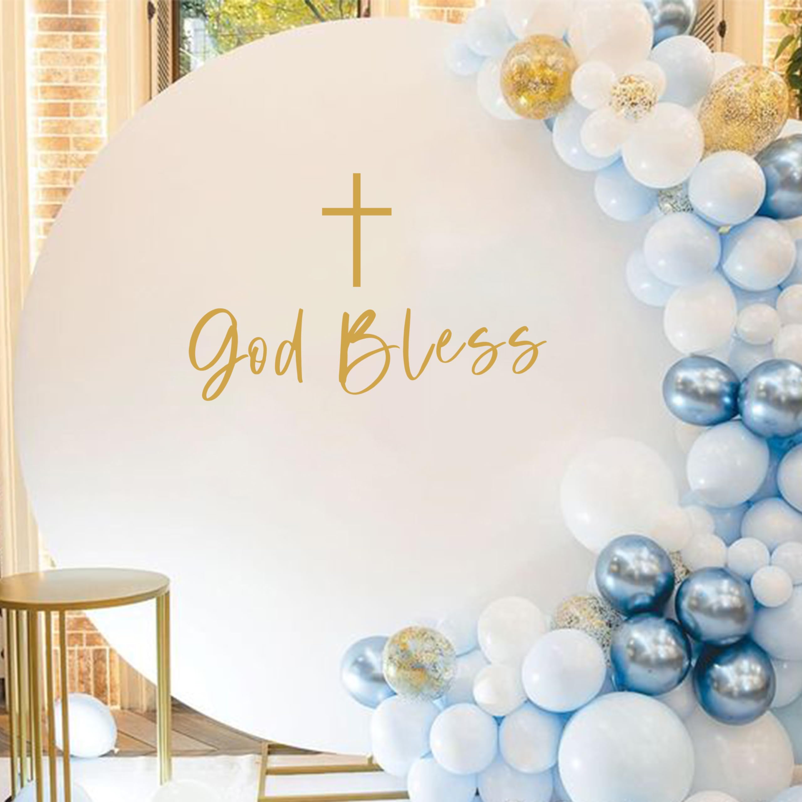 ZAIBIANHAO God Bless Baptism Wall Decal for Balloon Arch - God Bless Party Decal, Baptism First Communion Party Decorations Wall Decal (God Bless Decal)