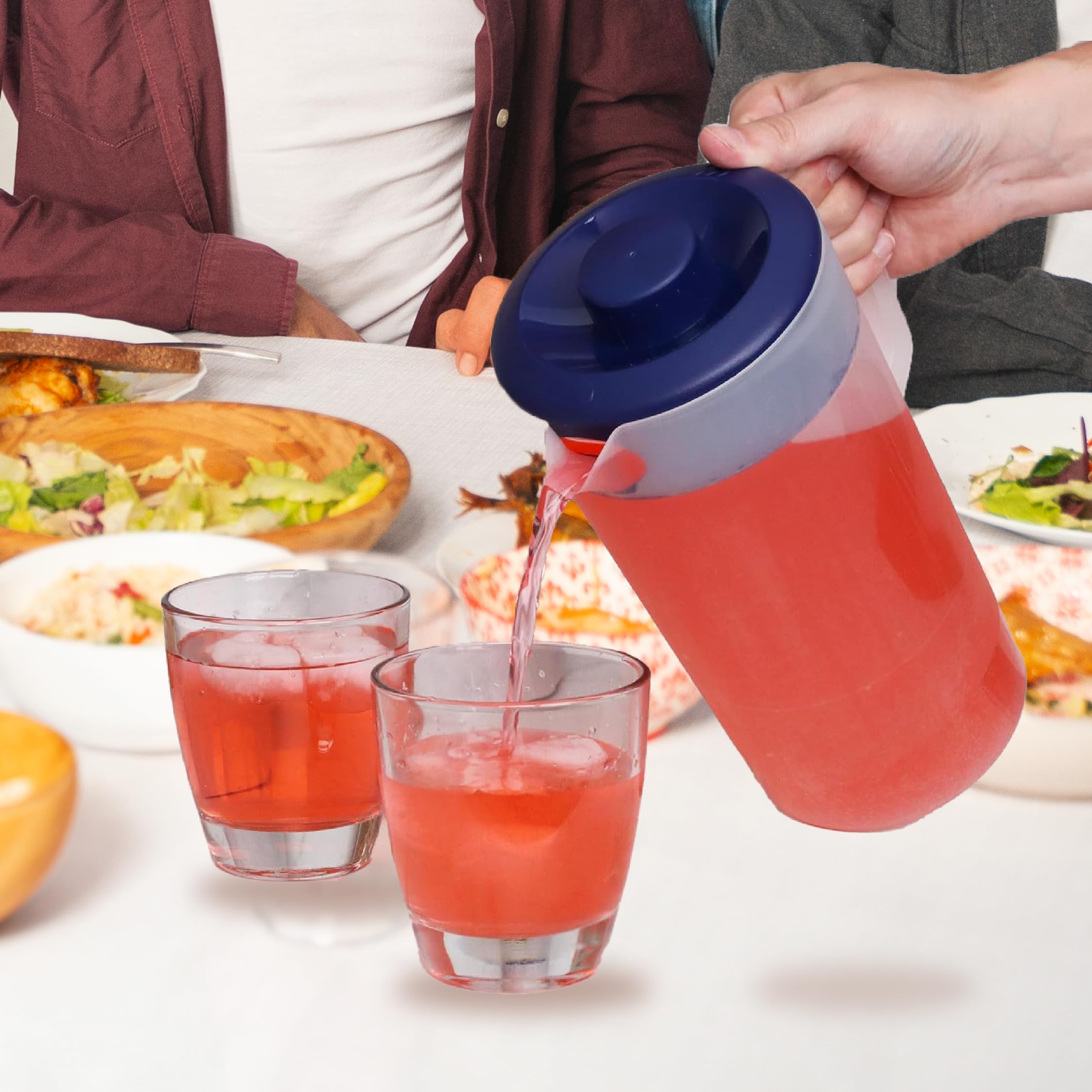 Water Pitcher with Lid 1 Gallon Pitcher, Clear Plastic Pitcher with Flip-top Spout Lids, Iced Tea Pitcher for Fridge, Freezer/Dishwasher Safe, BPA Free & Phthalate Free