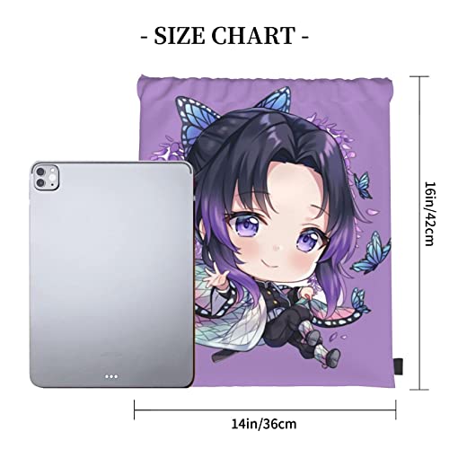 PEVNMXA Anime Purple Drawstring Backpack Bag for Women Beach String Cinch Sack fit Shopping Sports Yoga Swimming Camping
