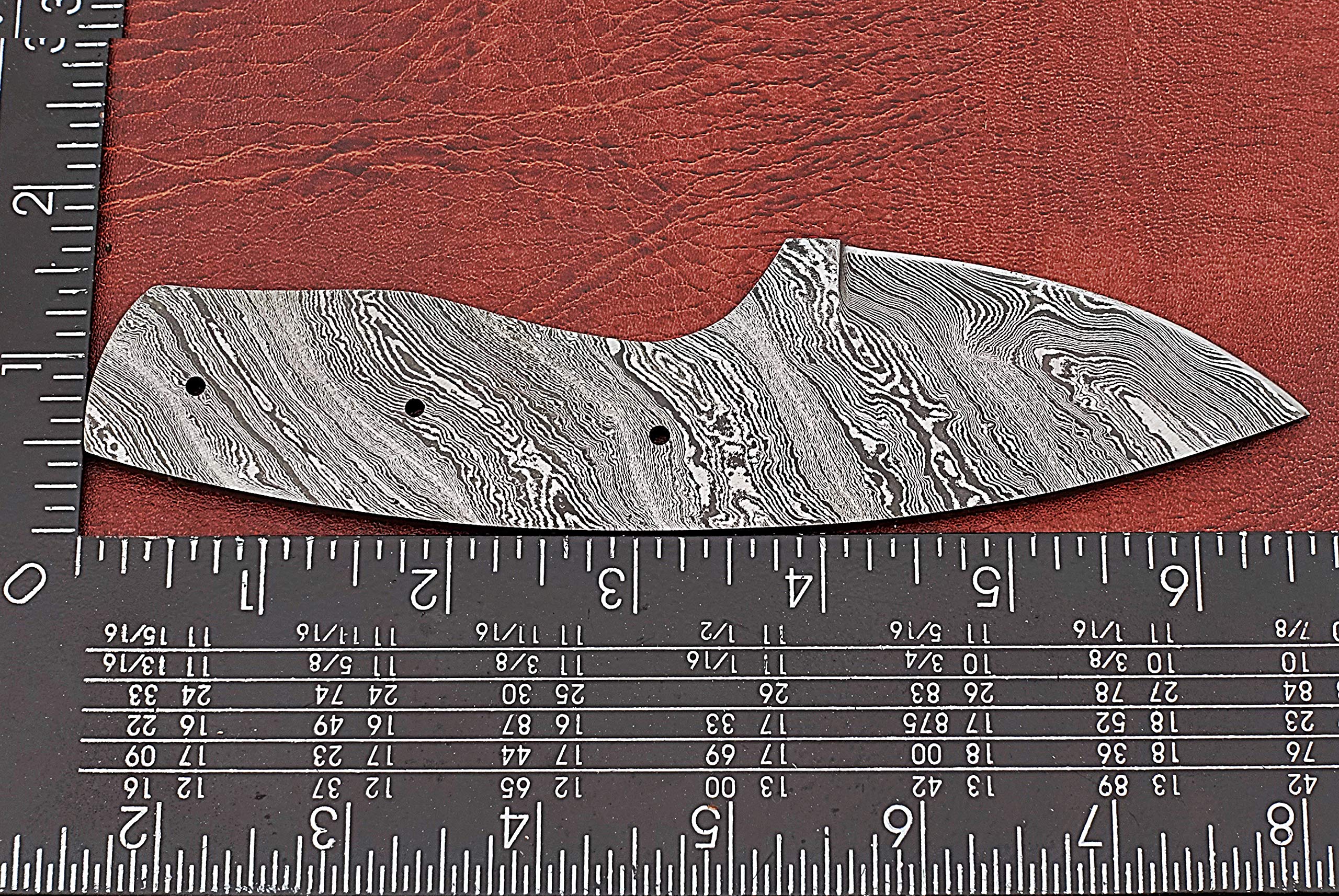 Knife Making Supplies Damascus Steel Blank Blade 6.5 inches Long Hand Forged Compact Skinning Knife, Spear Point Blade Pocket Knife with 3 Pin Hole, 2.5 inches Cutting Edge, 3.5" Scale Space