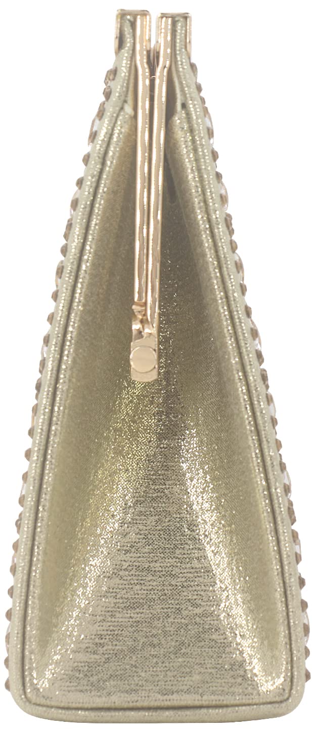 Metal Top-Handle Women Evening Clutch Purse Bag Crystal Rhinestone Handbags Gold Medium