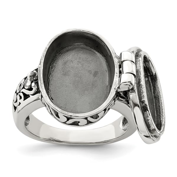 IceCarats 925 Sterling Silver Vintage Oval Locket Ring Size 8