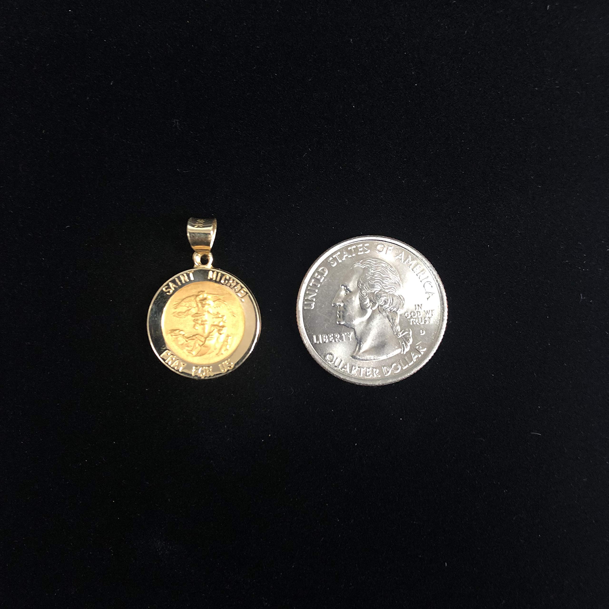 Ioka - 14K Yellow Gold Religious St. Michael Charm Tiny Pendant For Necklace or Chain
