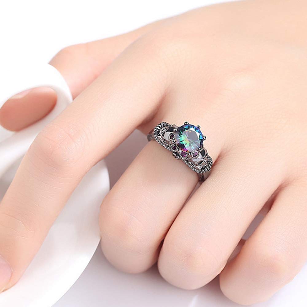 Jude Jewelers Retro Vintage Skull Gothic Statement Promise Cocktail Party Biker Ring (Fire, 8)