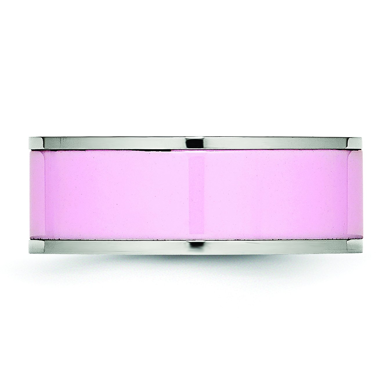 Jewelry Stores Network Stainless Steel Polished Pink Ceramic Wedding Band Breast Cancer Awareness Ring Size 8