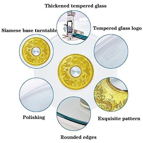 Yesbon Tempered Glass Lazy Susan Round Dining Table Turntable Heavy Duty Rotating Tray Large Tabletop Serving Plate High Load Capacity Transform Your Dining Experience,85cm