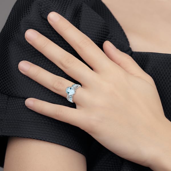 IceCarats 925 Sterling Silver Diamond Sky Blue Topaz Ring Gemstone Band Size 10
