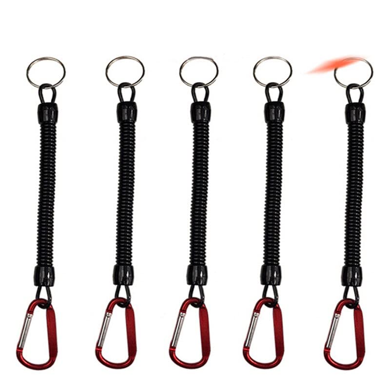 MEFESE 5pcs Fishing Lanyards Boating Ropes Retention String Fishing Rope with Camping Carabiner Secure Lock Fishing Tools Accessories