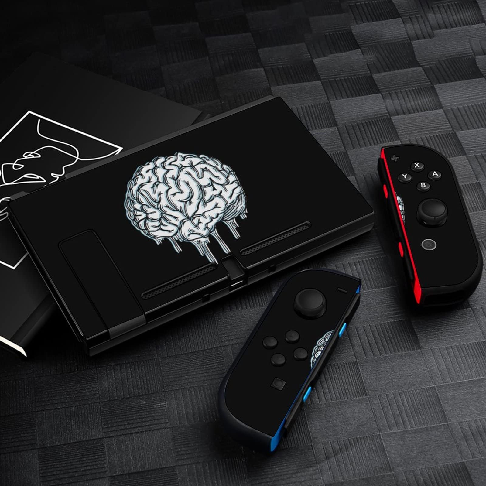 Pop Art Brain Decal Stickers Cover Set Full Wrap Skin for Switch Protection Faceplate Sticker for Switch