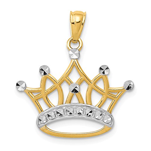 IceCarats 14K Yellow Gold Royal Princess Crown Necklace Charm Pendant Only