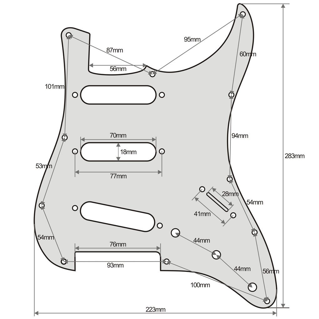 IKN 4Ply White Pearl Strat Pickguard Backplate Set for 3 Single Coil Pickups-11 Hole, come with Pickguard Screws