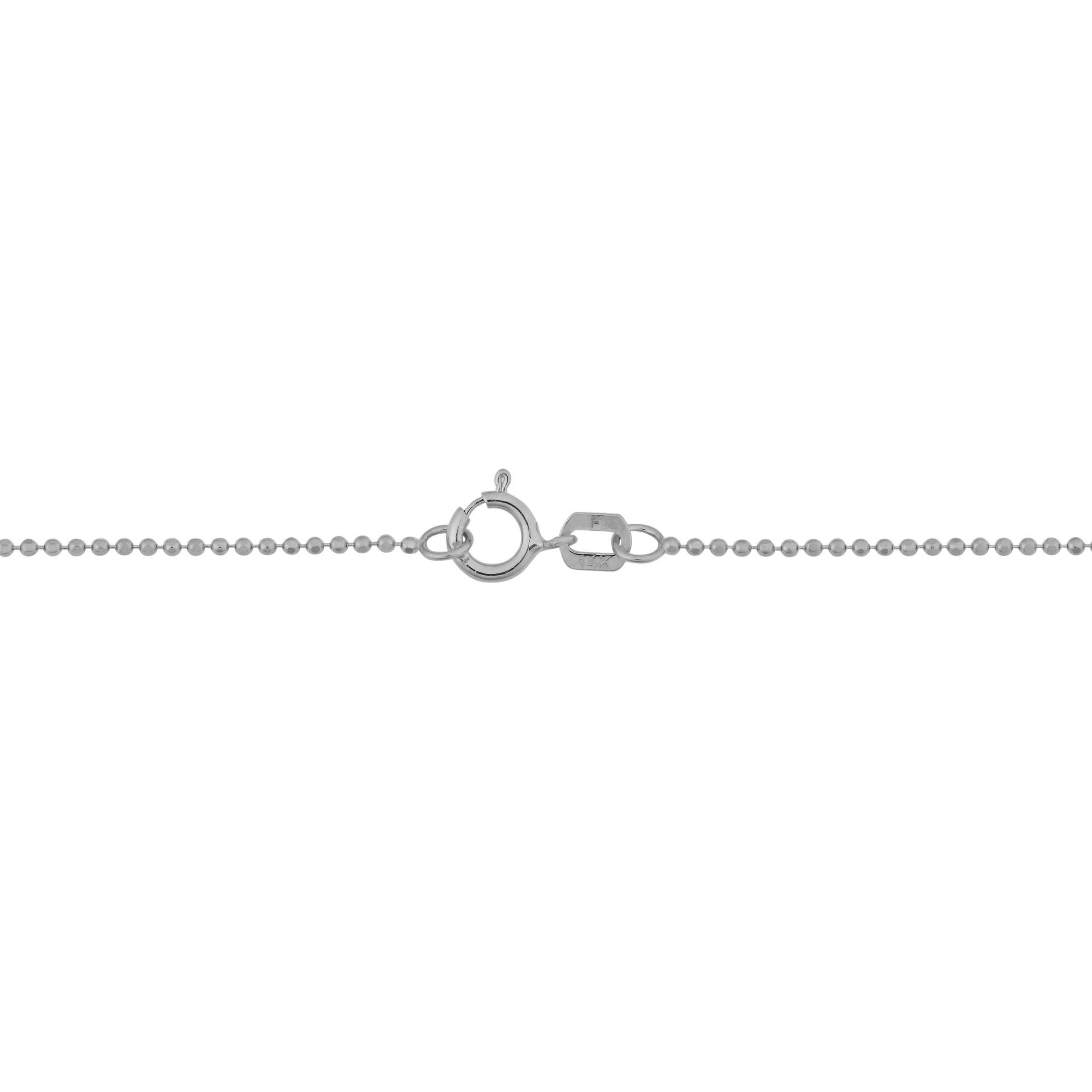 Kooljewelry 14k White Gold 1 mm Diamond-cut Bead Ball Chain Necklace (18 inch)