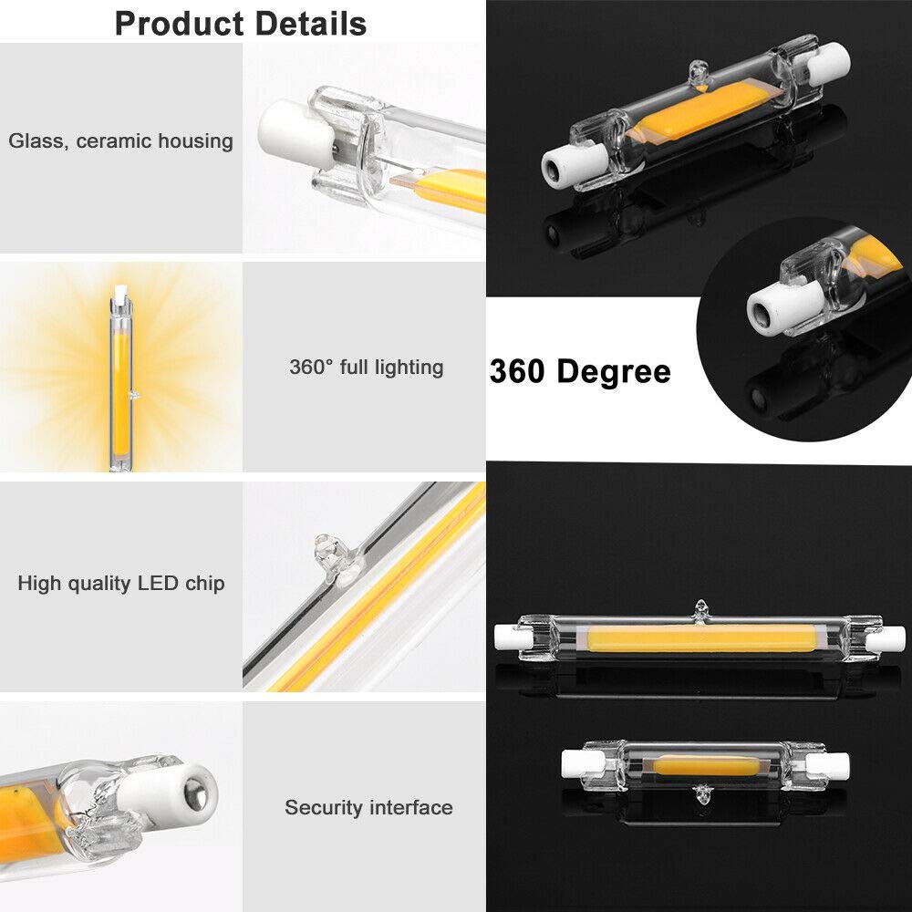 Lxcom Lighting R7s LED Bulb 118mm 20W Double Ended LED Bulbs 120V J Type R7s Floodlight 150W Halogen Bulb Replacement Warm White 3000K Landscape Lights,2 Pack