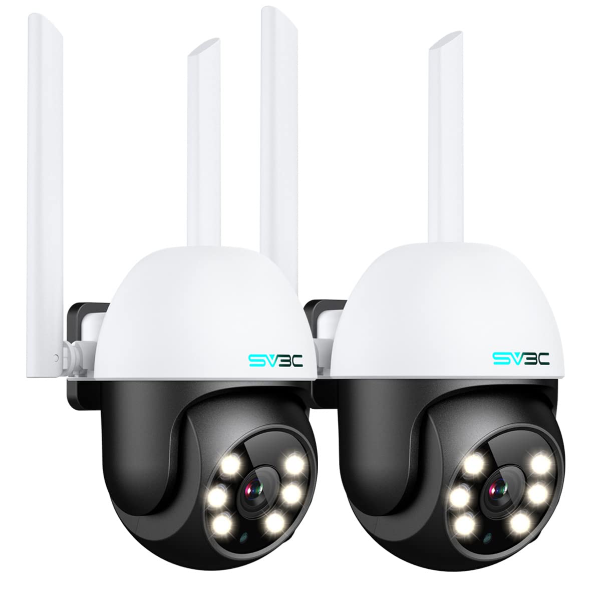 SV3C 2 Pack PTZ Security Camera Outdoor, 1080P Pan Tilt WiFi IP Camera, Auto Tracking 360 Camera, ONVIF, Color Night Vision, 2-Way Audio, Human Motion Detection, Waterproof, 24/7 Recording, Camhipro