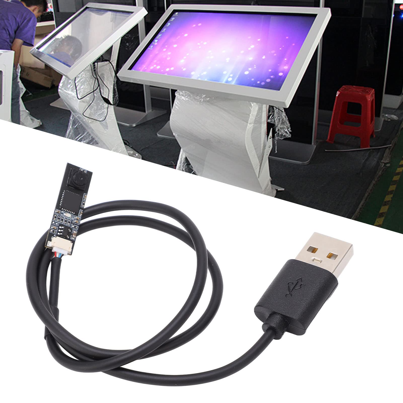 USB Camera Module, HD Image OV7675 Chip 640X480 Resolution Without Distortion 50° Large Visual Range, for Modification Advertising Machine Face Recognition