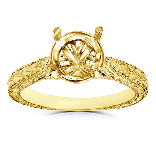 Kobelli Diamond Semi Mount Engagement Ring Vintage Style Engraved Antique Style, 14k Yellow Gold (No Center Stone), 9.5