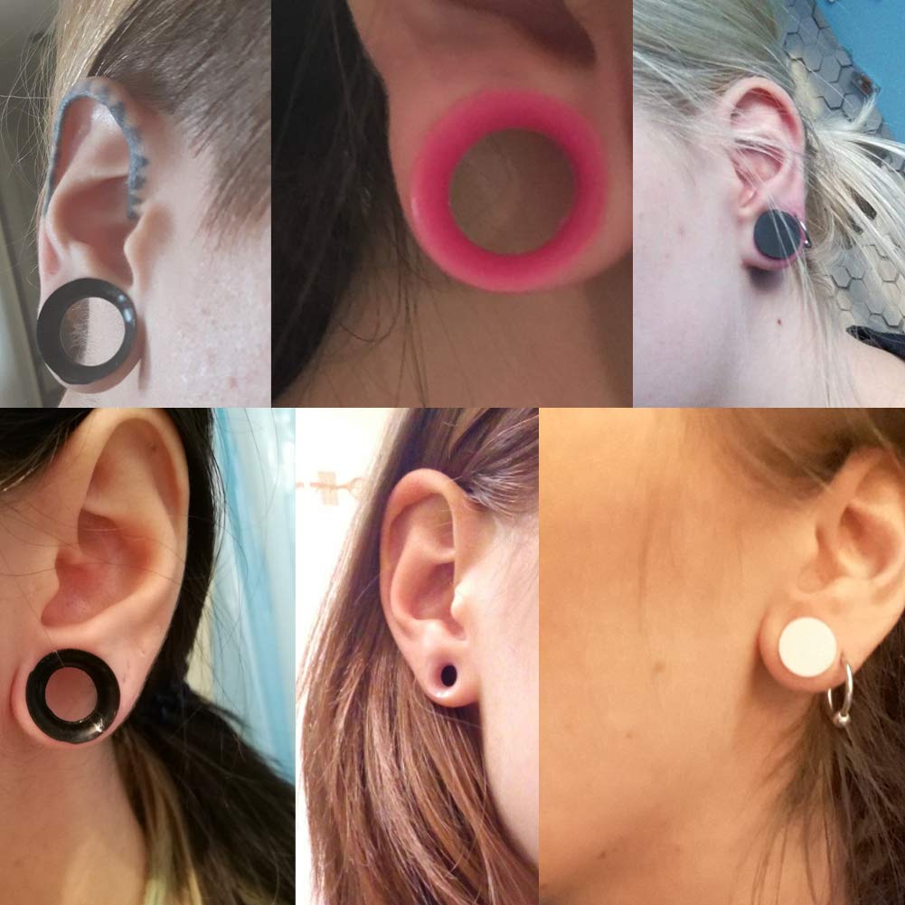 Jusway Silicone Ear Plugs Gauge Stretching Kit Ear Stretchers Lobe Ear Piercings 1/2 Gauges (32PCS)