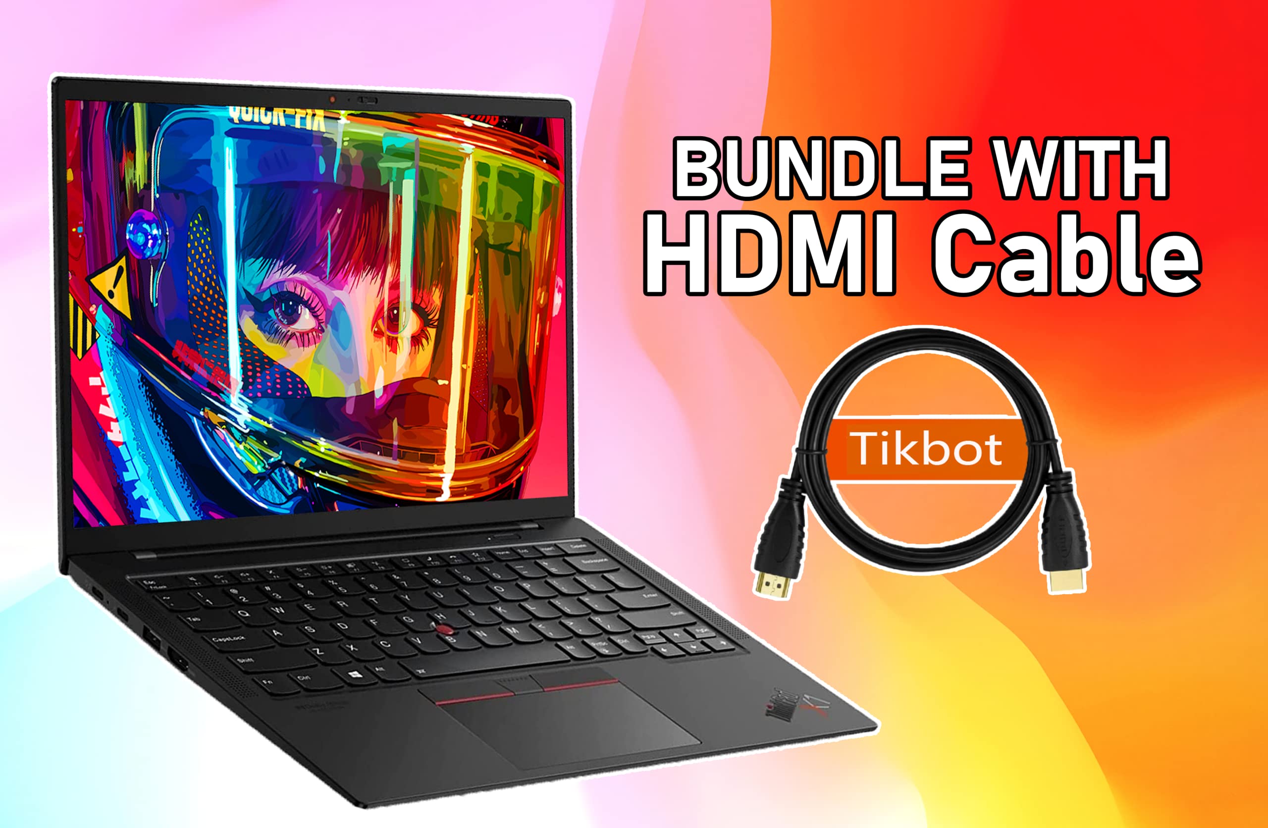 Lenovo ThinkPad X1 Carbon Gen 8 Laptop, 14.0" FHD IPS 400 nits, i5-10210U, Webcam, WiFi-6, Backlit Keyboard, Fingerprint Reader, USB-C, HDMI, Intel UHD Graphics, Win 10 Pro, 16GB RAM, 512GB PCIe SSD