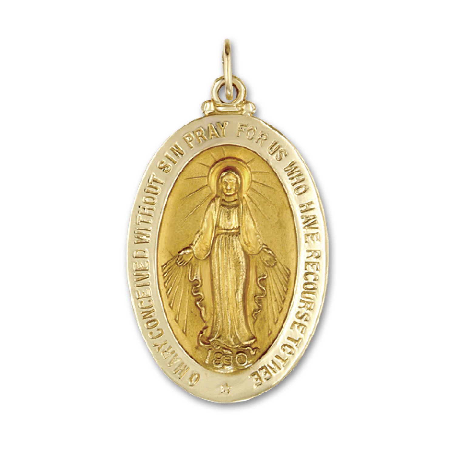 ITI Findings Genuine 14K Yellow Gold Oval Miraculous Medallion (7/16" x 5/16")