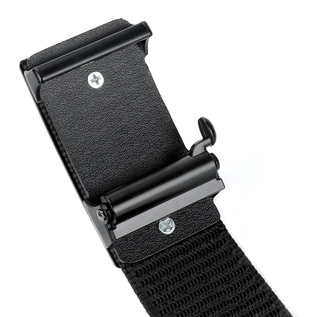 Pidoli Men's Belt- Nylon Webbing Fully Adjustable Casuel Belt Pants Shirts Jeans (Silver-Black)