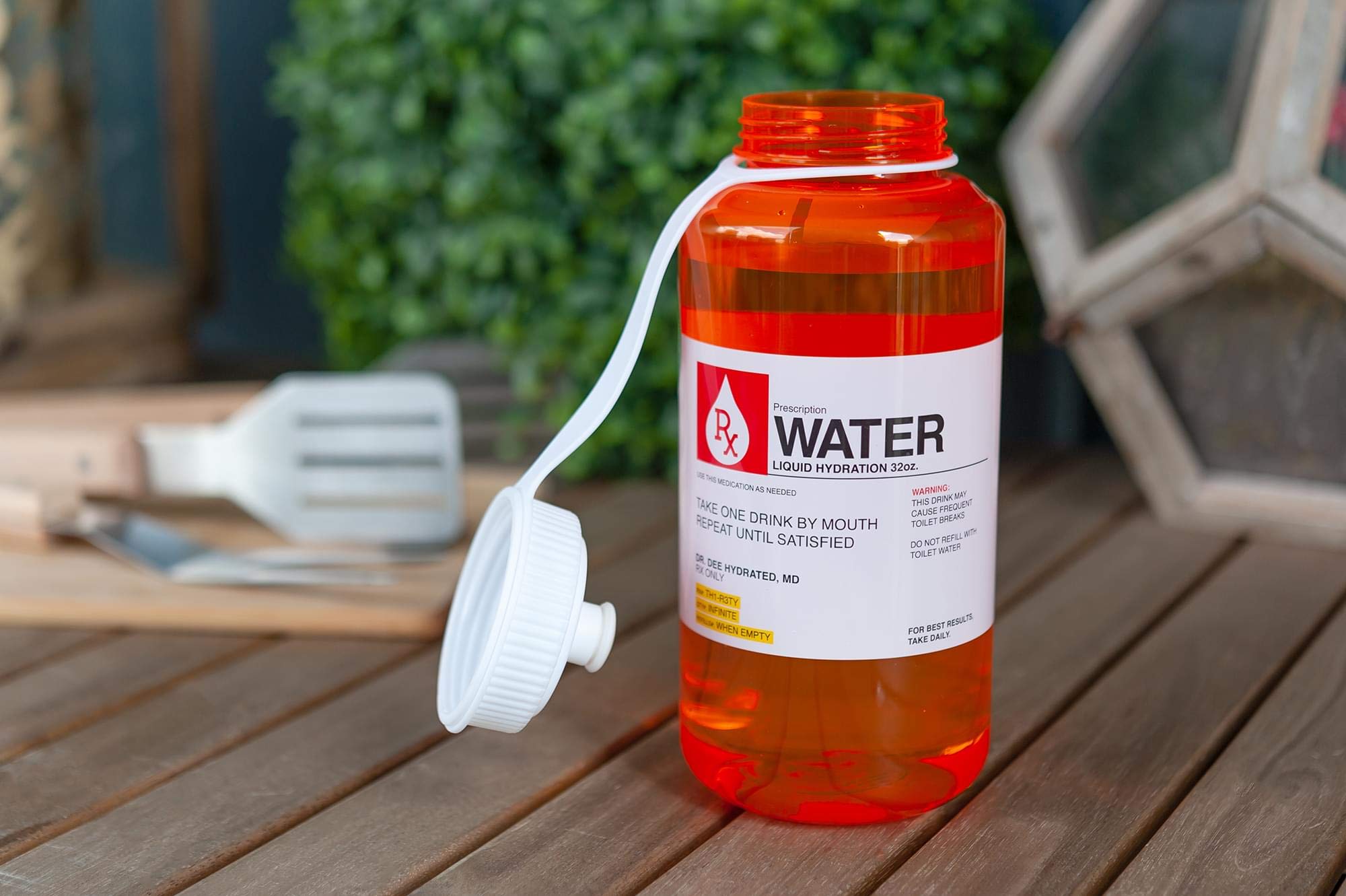JUST FUNKY Prescription Water 32 Oz Plastic Water Bottle With Lid - Wide-Mouth, BPA-Free Novelty Hydroflask - Fun, Unique Orange Medicine Bottle With Screwtop Cap - Hydration Enthusiast Gift Idea