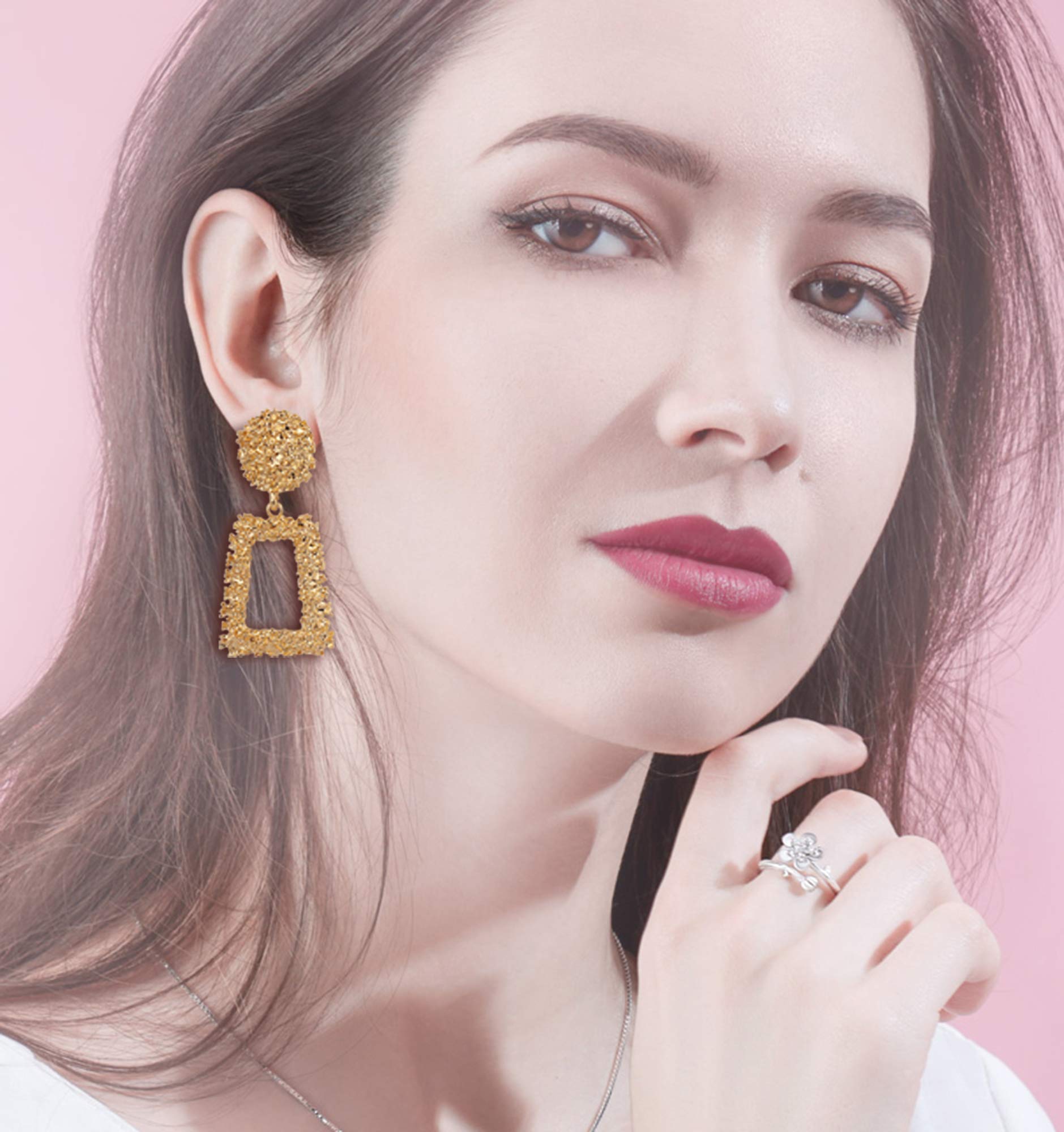 JOERICA 4 Pairs Statement Dangle Earrings for Women Rhinestone Exaggelated Large Drop Geometric Earrings