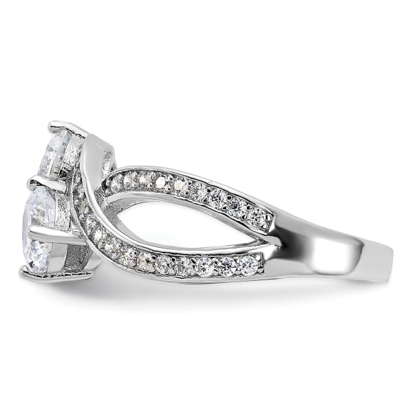 IceCarats 925 Sterling Silver Cubic Zirconia CZ Two Stone Ring Size 7