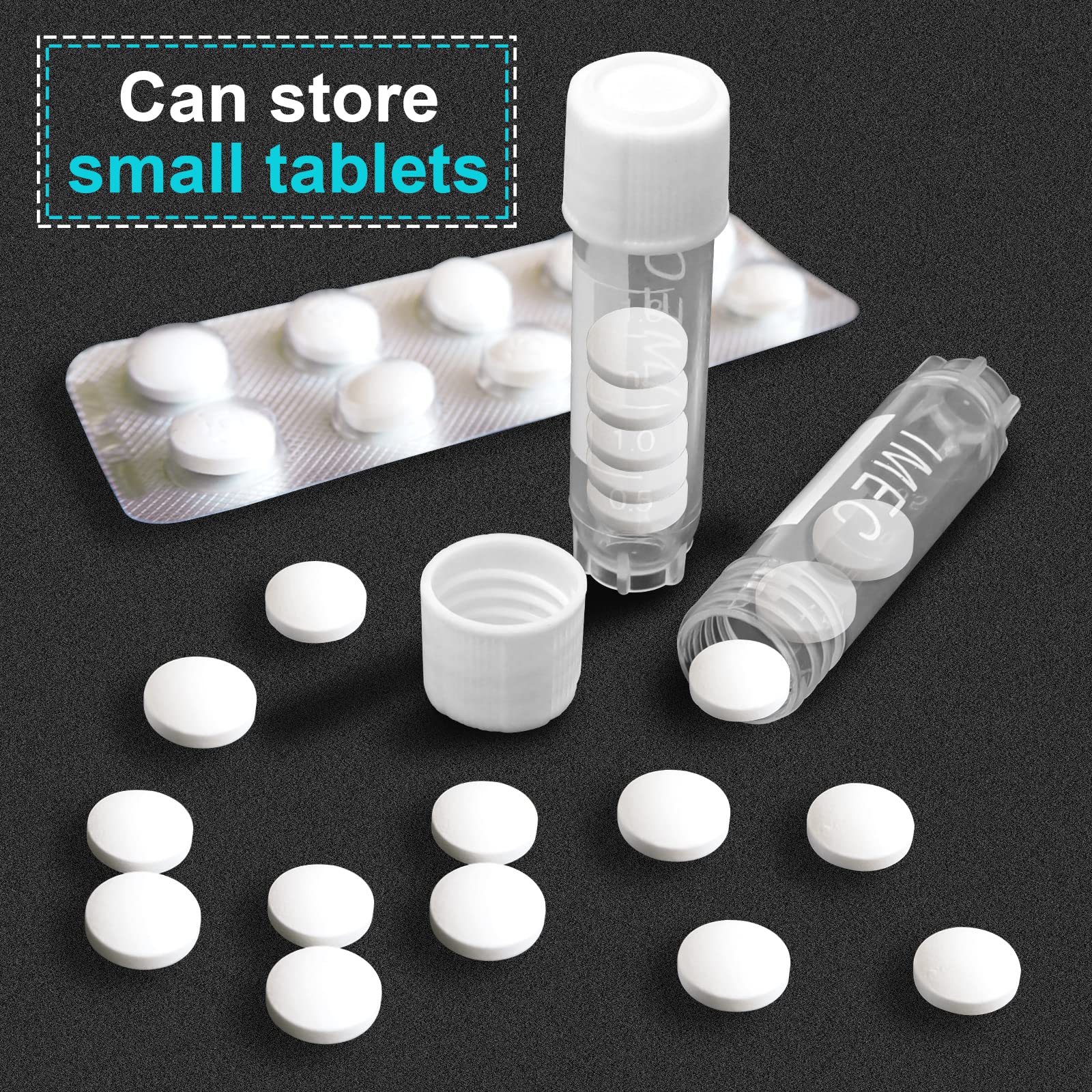 Qfeley 50 Pack 2ml Plastic Screw Vials Plastic Test Tubes with Caps Small Frozen Test Tubes Self Standing Vial Lab Tubes for Laboratory School Educational