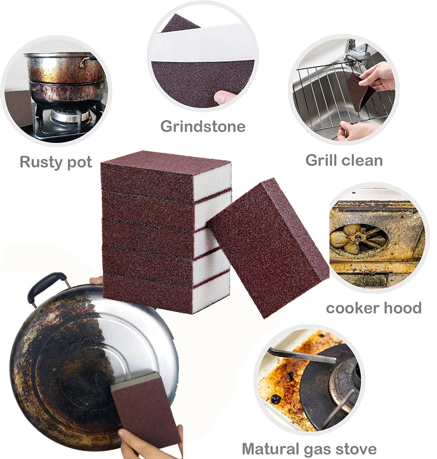 JCKHXG 5 Pack Nano Carborundum Sponge, Emery Sponge Brush Eraser Scrub, Kitchen Magic Cleaning Sponge for Removing Rust Cleaning Pots and Pans, 2022 New Household Stainless Steel Cleaning Tool