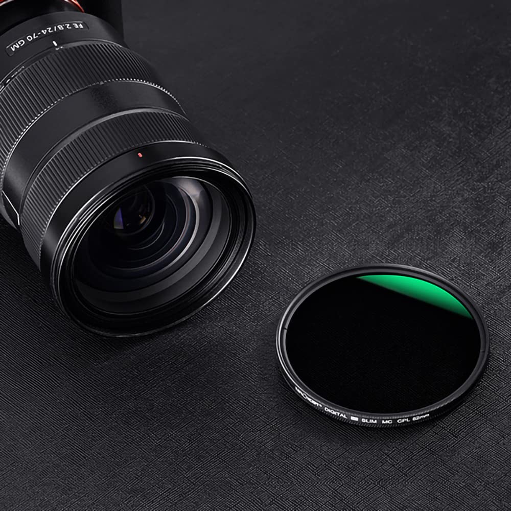 K&F Concept 77mm Polarizer Filter, CPL Polarizing Filter, Reduce Glare/Better Contrast/Waterproof, for Camera Lens