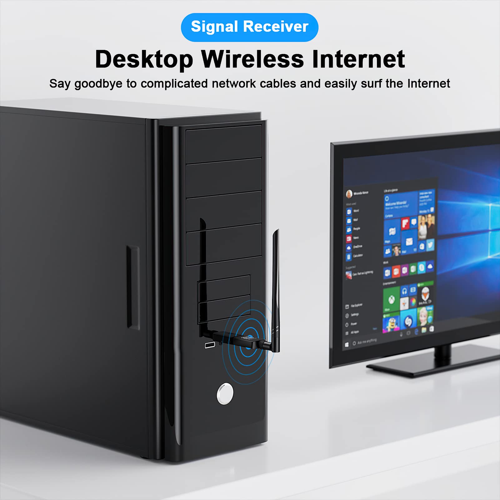 QGOO WiFi Adapter ac600Mbps,Wireless USB Adapter 2.4GHz/5GHz Dual Band 802.11 ac Network LAN Card for Desktop Laptop PC Support Windows 11/10/8.1/8/7/XP/Vista/Mac OS10.9-10.15 (Without Drive)