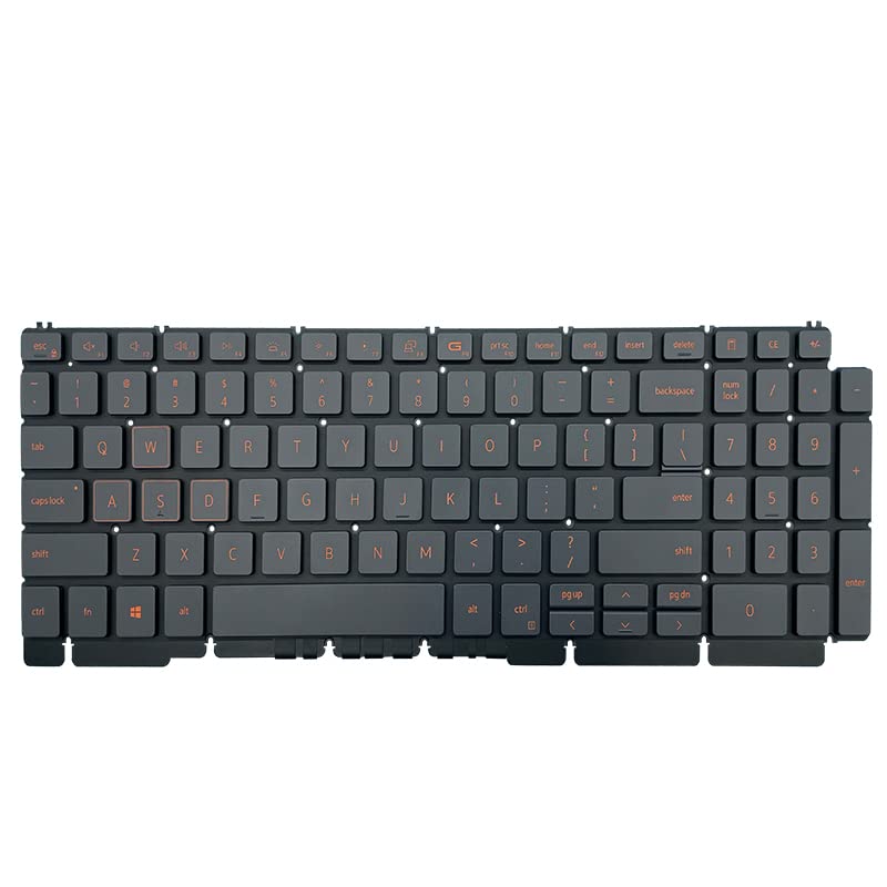 USA US Layout Replacement Keyboard Gaming Laptop for Dell G15 5510 5511 5515, G15 5520 5521 5525 (Orange Word - red Backlight)