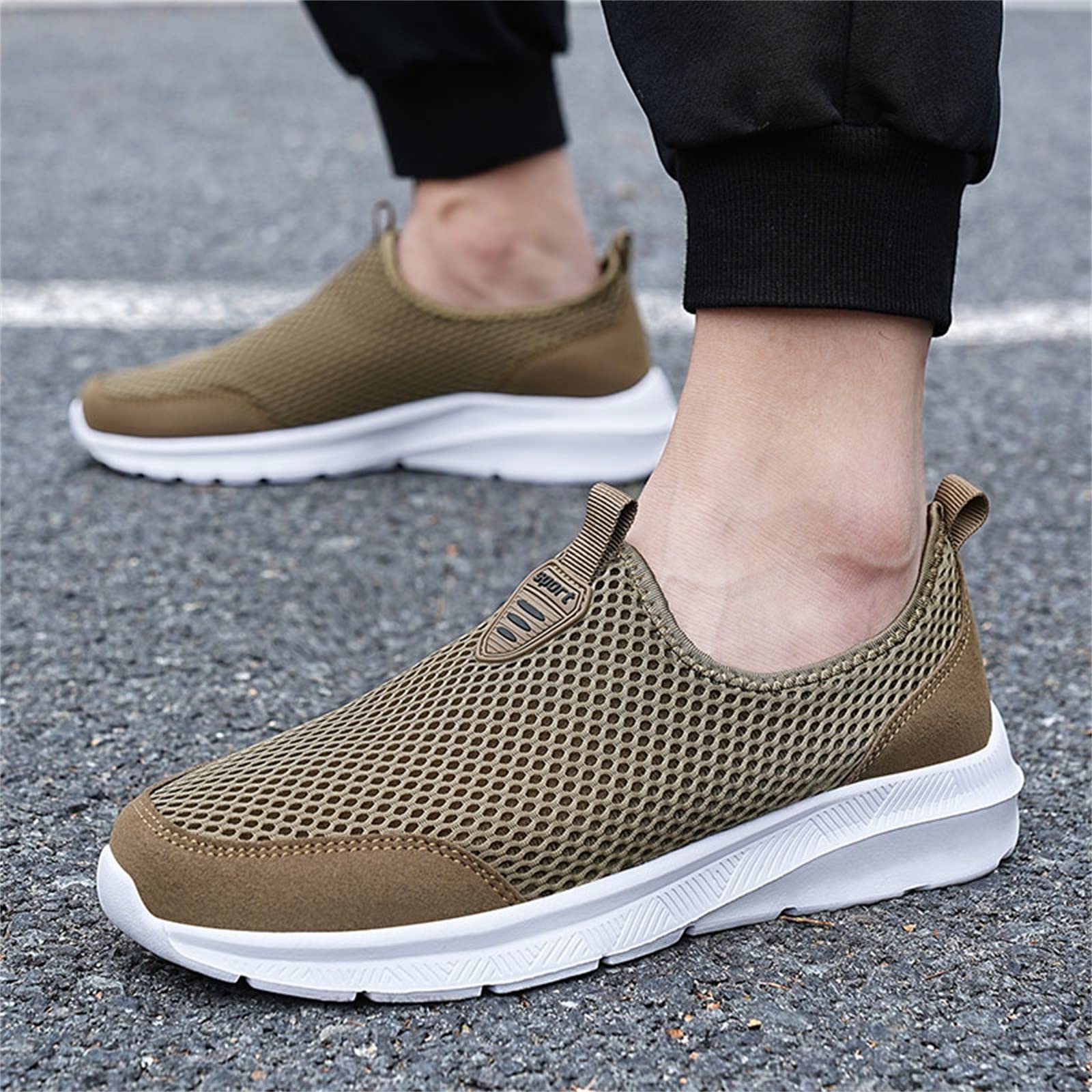 Men Solid Color Mesh Lace Up Casual Shoes Comfortable Breathable Soft Sole Sneakers Mens Summer Sneakers