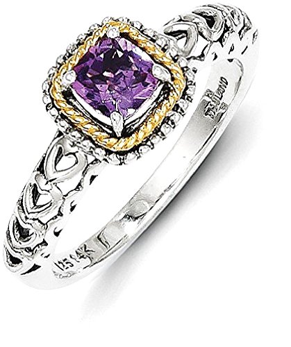 IceCarats 925 Sterling Silver Vintage Cushion-cut Purple Amethyst Ring Gemstone Band Size 8