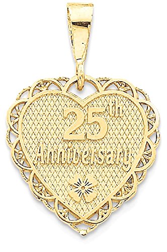 IceCarats 14K Yellow Gold Reversible 25th Anniversary Necklace Charm Pendant Only