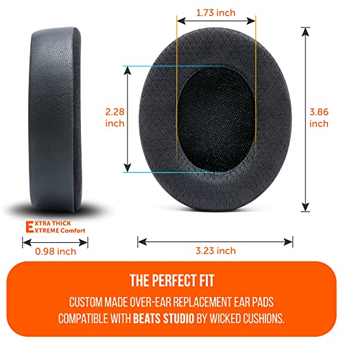 WC Freeze Studio - Cooling Gel Ear Pads for Beats Studio 2 & 3 (B0501, B0500) Wired & Wireless | Does NOT Fit Beats Solo | Enhanced Foam, Stronger Adhesive, Cooler for Longer | Black