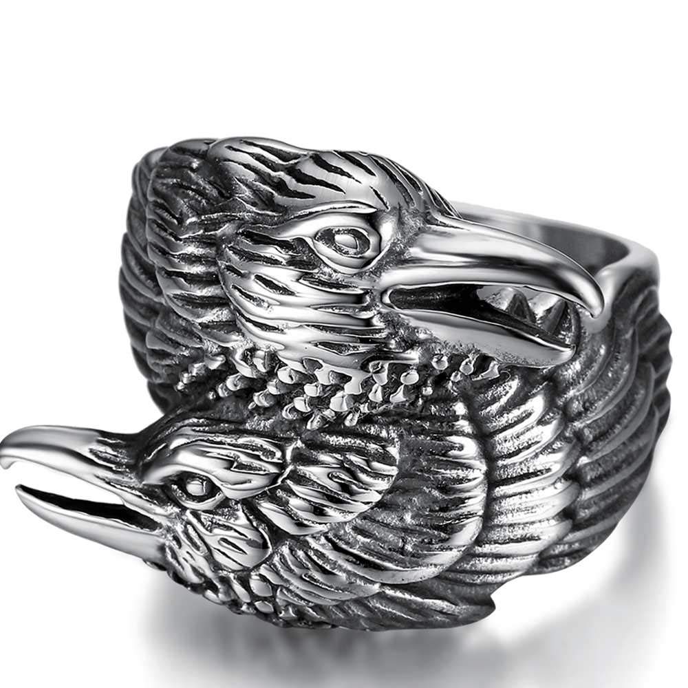 Jude Jewelers Stainless Steel Retro Style Bird Eagle Wedding Party Cocktail Statement Biker Ring (Silver, 10)