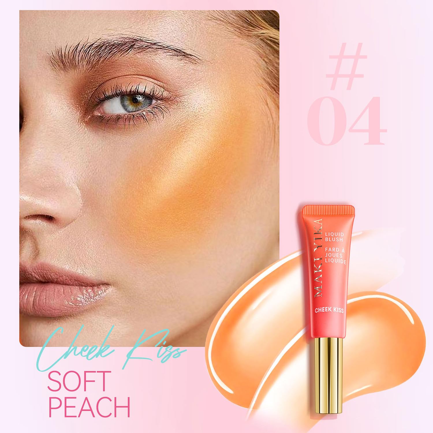 Liquid Blush Wand, Shimmer Face Blush Beauty Wand with Cushion Applicator, Lightweight Natural Pearl Finish, Smooth Creamy Fomula (6# glimmer pink)