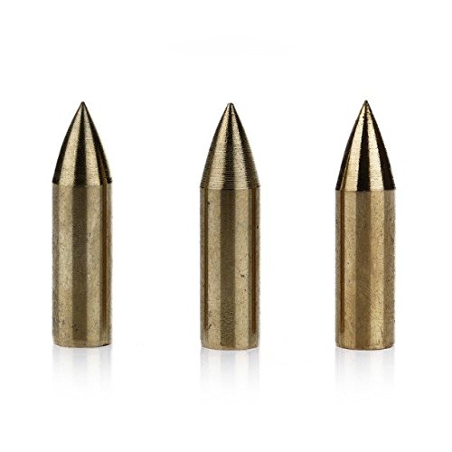 Huntingdoor 24Pcs Golden Glue-On Archery Field Points 5/16-Inch 100 Grain Arrow Pratice Point Tips