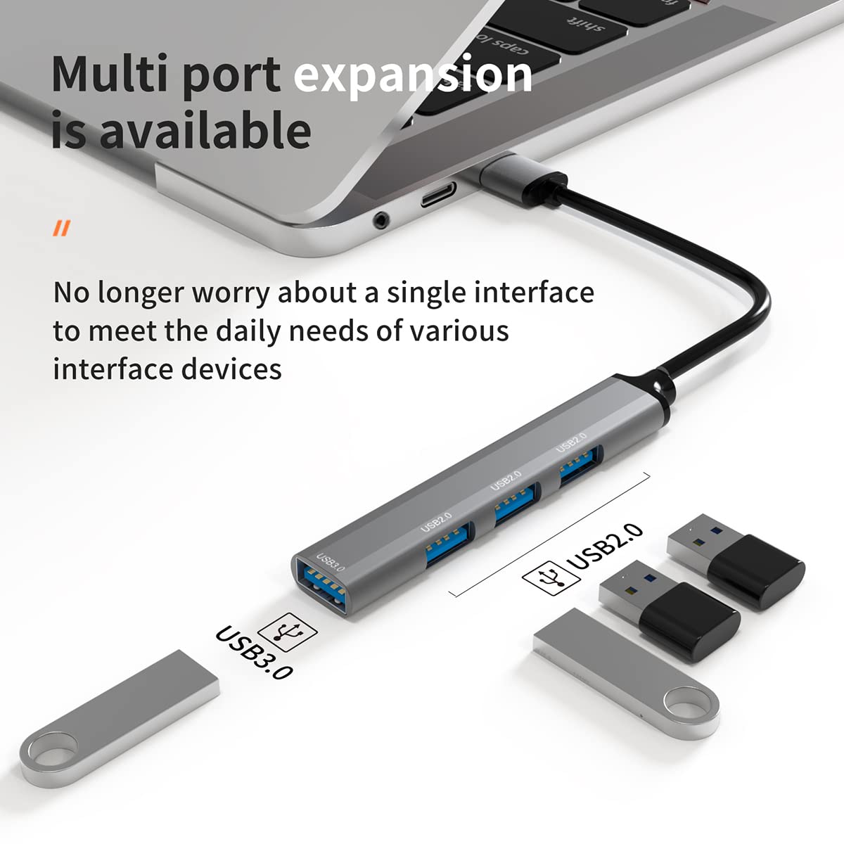 USB 3.0 Hub Extensions, 4-Port USB 3.0 & USB 2.0 Ultra Slim Hub, Portable Multi USB Port HUB for Desktop, Laptop, MacBook, Xbox, PS4, Printer, Flash Drive, Mobile HDD…