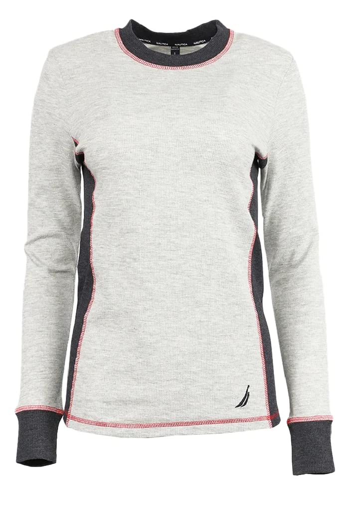 Nautica Women's Long Sleeve Crewneck Base Layer Waffle Thermal Top (Conch, Small)
