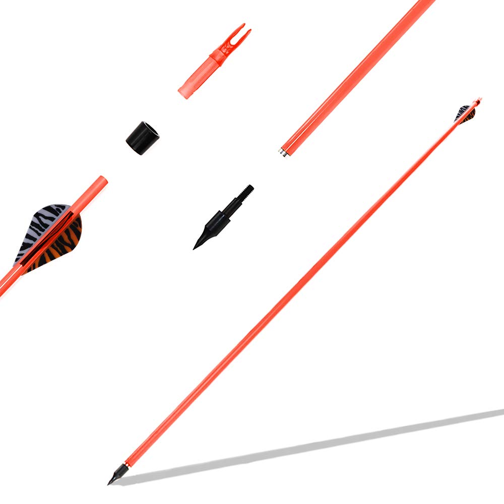 JIANZD 30Inch Carbon Arrows Archery Hunting Arrows for Compound Bow and Recurve Bow with Removable Tips 12Pcs Orange