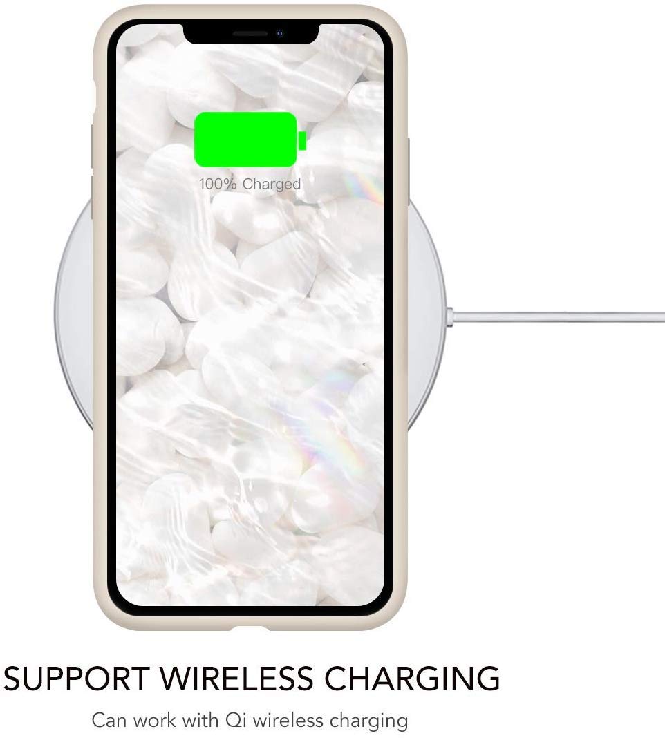IceSword iPhone 11 Pro Case Stone, Thin Liquid Silicone Case, Soft Silk Microfiber Cloth, Matte Pure Beige, Tan, Creamy, Gel Rubber Full Body, Cool Protective Shockproof Cover 5.8" 11P - Stone