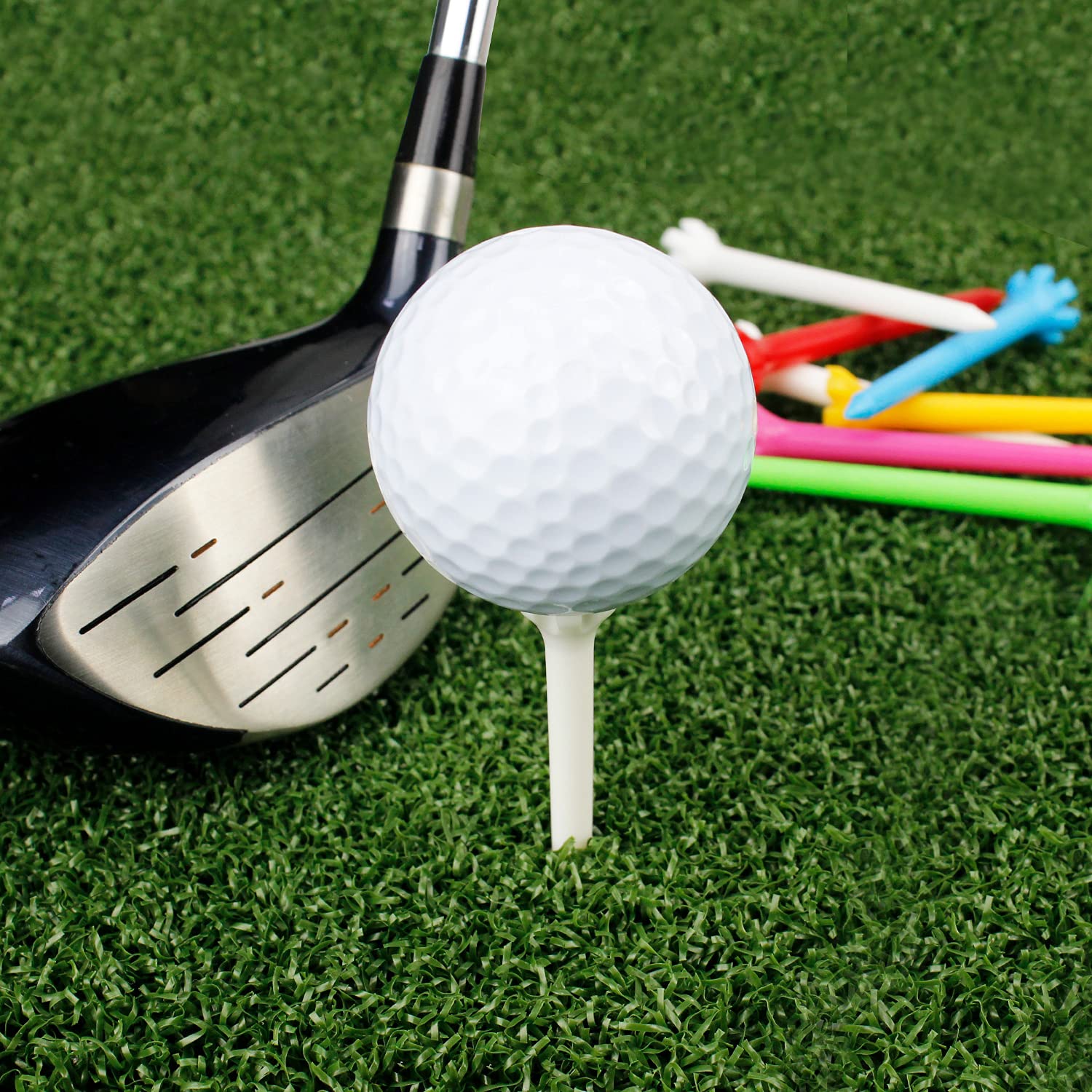 KOFULL Golf Tees Plastic, 2 3/4 Inch Unbreakable Golf Tees Colorful Plastic Golf tees with Claw(100 Count)