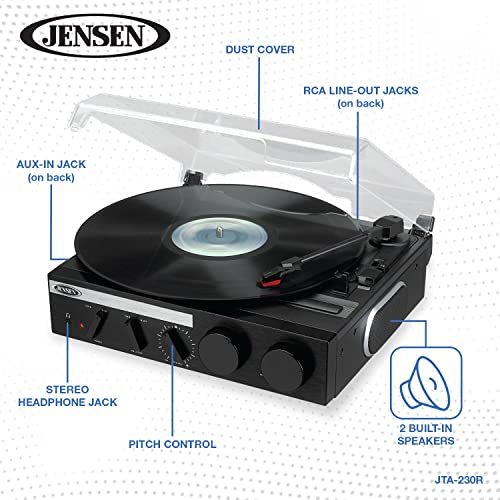 JensenĀ® 3-Speed Stereo Turntable with Built-in Speakers