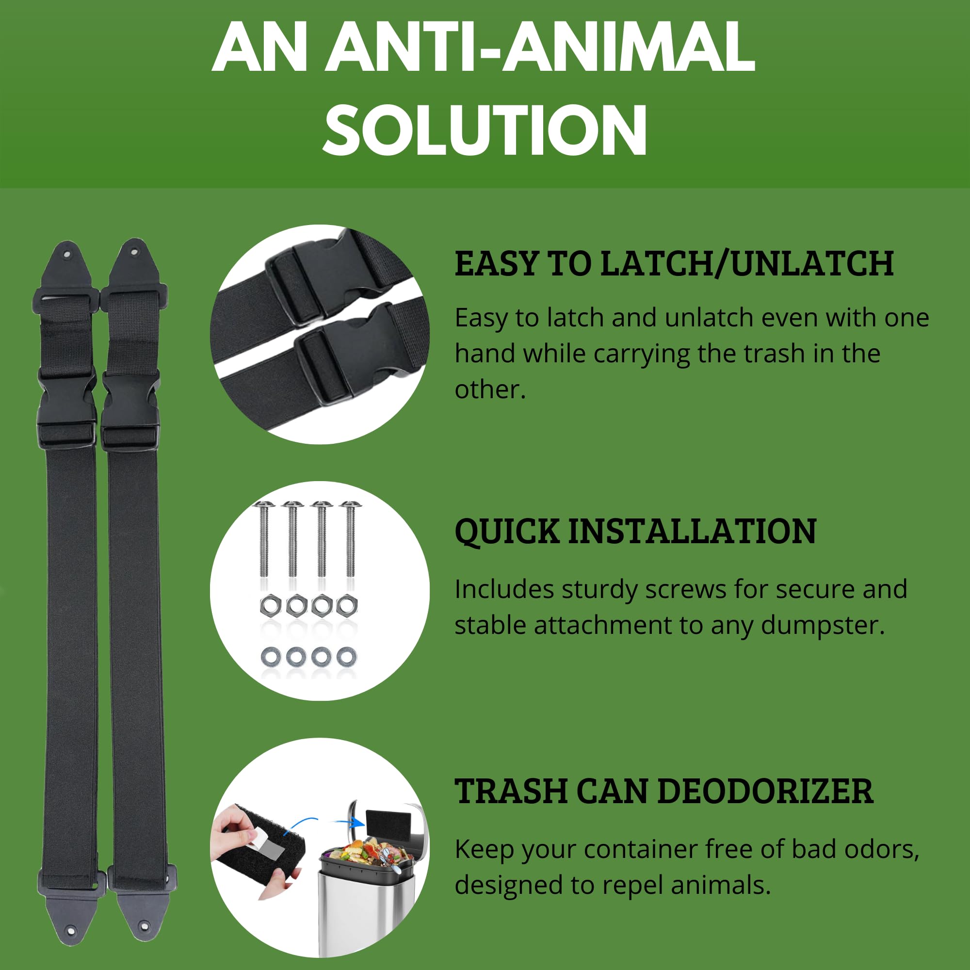 Trash Can Lock Lid - Bear Proof Trash Can - Trash Can Lock For Animals - Outdoor Trash Can With Locking Lid | Safe To Bears, Raccoons, Squirrels| Includes Deodorant Pack To Eliminate Odors